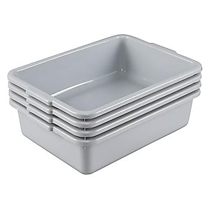 Hayixia 4-Pack 13 L Commercial Bus Tub Box, Plastic Dish Pan Tub, Grey
