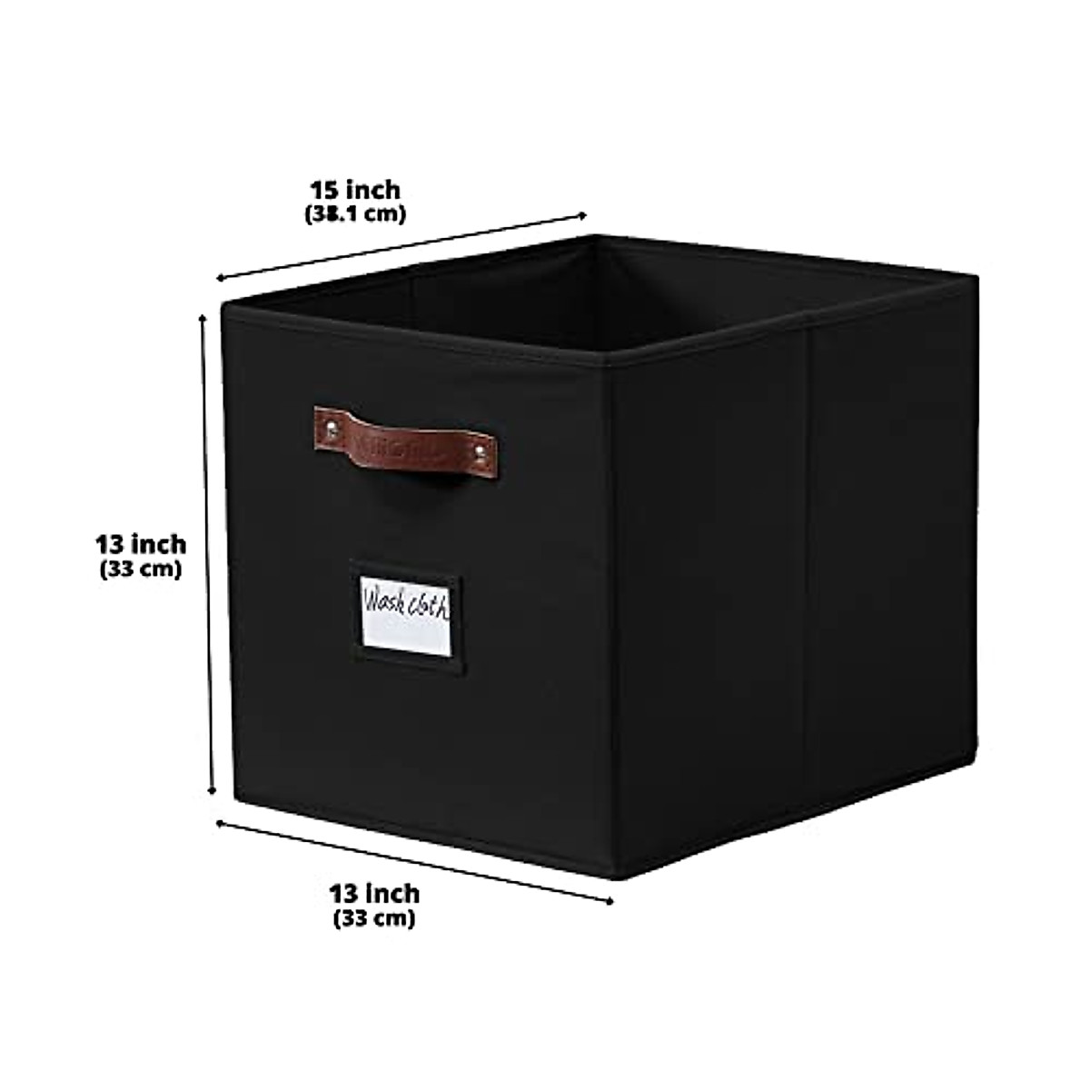 DECOMOMO Storage Baskets 13x15x13 Storage Cube Bins with Label Holders, Kallax Storage Cubes Baskets for Organizing Shelves Nursery Toy (Kallax / 4pcs, Black)