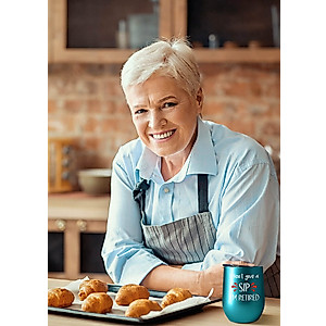 Fancyfams I Don’t Give a Sip I’m Retired, Retirement Gifts for Women - 12 oz Stainless Steel Wine Tumbler, Retirement Gifts, Retired Gifts for Women, Retirement Gift (Give a Sip - Turquoise)