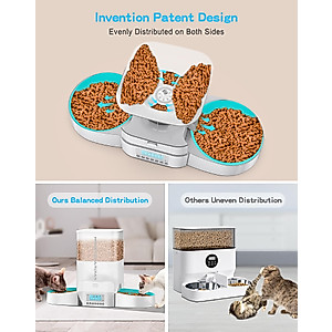 HoneyGuaridan Automatic Cat Feeder for Two Cats,3.5L Cat Food Dispenser with Slow Feeder Bowl,Timed Cat Feeder Programmable 1-6 Meals Control, Dual Power Supply,10s Meal Call White