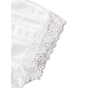 SweatyRocks Women's Satin Lace Sleepwear Spaghetti Strap Top and Shorts Pajama Set White M