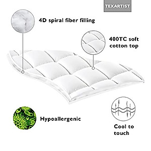 TEXARTIST California King Mattress Pad Cooling Quilted Mattress Cover Cotton Pillow Top Mattress Protector Fitted 8-21” Deep Pocket Breathable Soft Mattress Topper