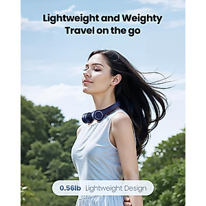 Gaiatop Portable Neck Fan, 4000mAh Rechargeable Hands Free Bladeless Mini Fans, 3 Speeds Air Outlet Can Rotate 70°, Free Adjustment Personal Wearable Cooling Fan Suitable for Travel Office Blue