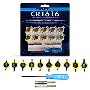 Tabbed CR1616 Battery with Solder Tabs, 10x CR1616 3V Lithium Battery, Gameboy Cartridge Battery Ruby Gameboy Advance SP Fire Red Leaf Green Emerald, 1616 Battery GBA Gameboy Advance Cart Save