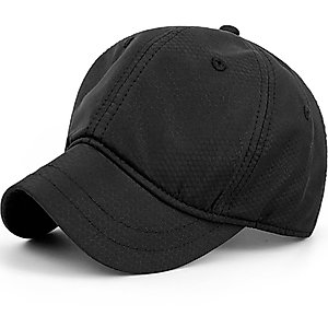 Rayna Fashion womens Structured Short Bill Quick Dry Brim Trucker Baseball Dad Cap, Black, X-Large