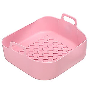 MECCANIXITY Air Fryer Square Silicone Pot Reusable Liners 7.87 Inch Air Fryers Oven Accessories Pink for Air Fryer, Microwave, Oven