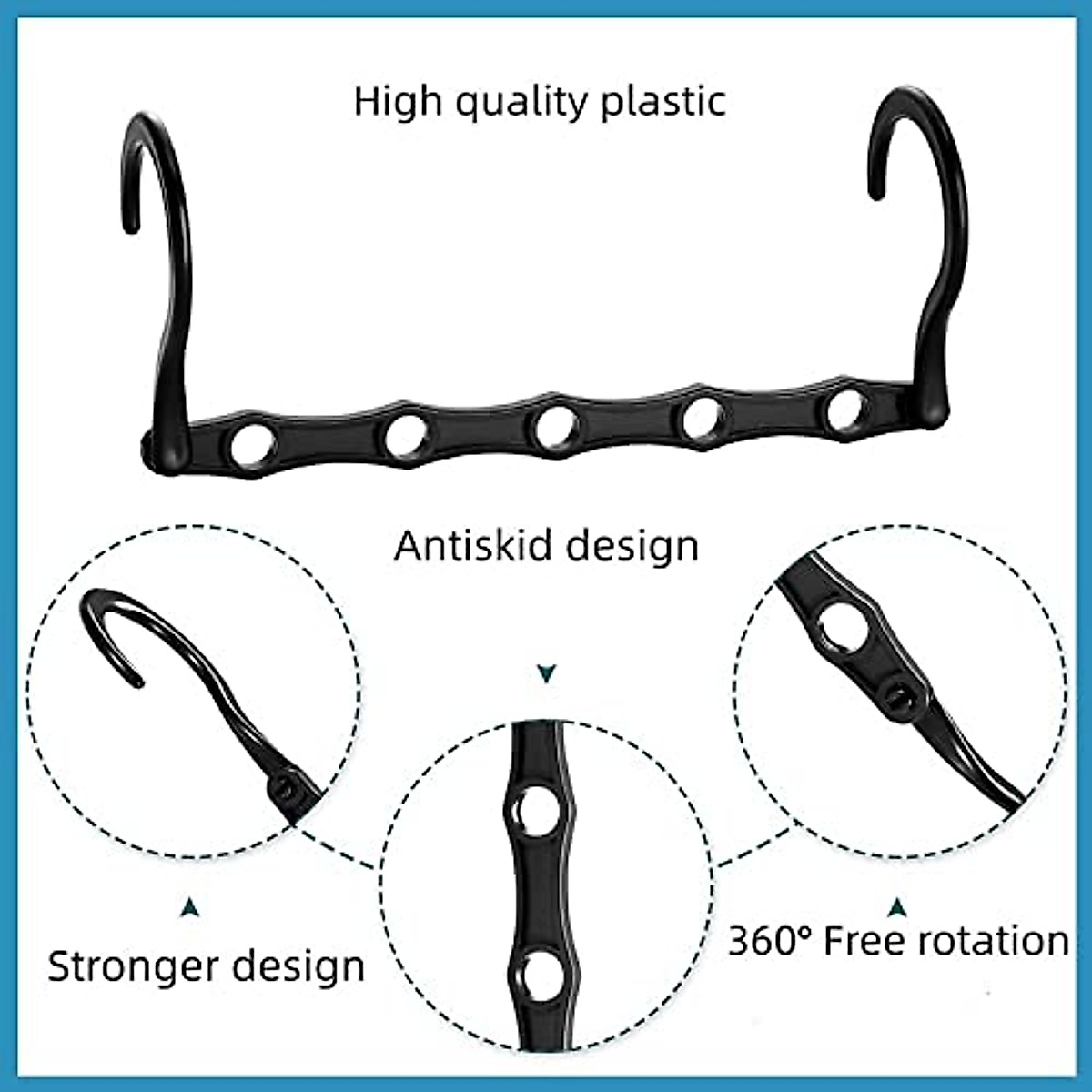 LONPECT Foldable Clothes Hangers for Room Organization, Multi-Functional Hanger Room Organizers with 5 Holes, 360° Rotation, Hangers Space Saving and Apartment Essentials
