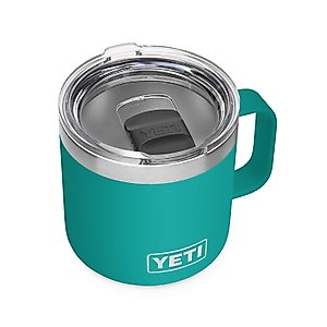YETI Rambler 14 oz Mug, Vacuum Insulated, Stainless Steel with MagSlider Lid, Aquifer Blue