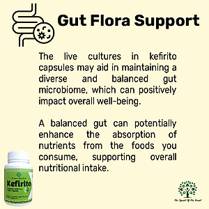 Kefirito 60 Veggie Capsules, 50 Billion CFU, 7 Probiotic Strains Kefiran, 582 mg Natural Active Probiotic, Supports Healthy Digestion, Gluten-Free, Lactosa-Free The Spirit Of The Forest 1 Month Supply