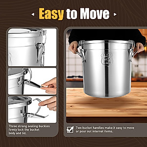 GXFCHYL Stainless Steel Airtight Canister for Kitchen, Rice Cereal Grain Canisters Container with Handles and Lid for Household Kitchen Food (33, Cylinder, 1, JJFTBLC3WDHS8-SHA)