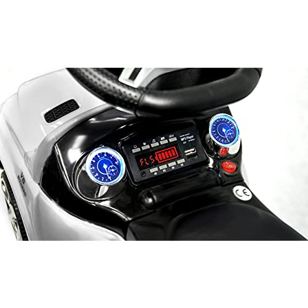 Best Ride On Cars 4 in 1 Mercedes Battery Powered Push Car, White, Large