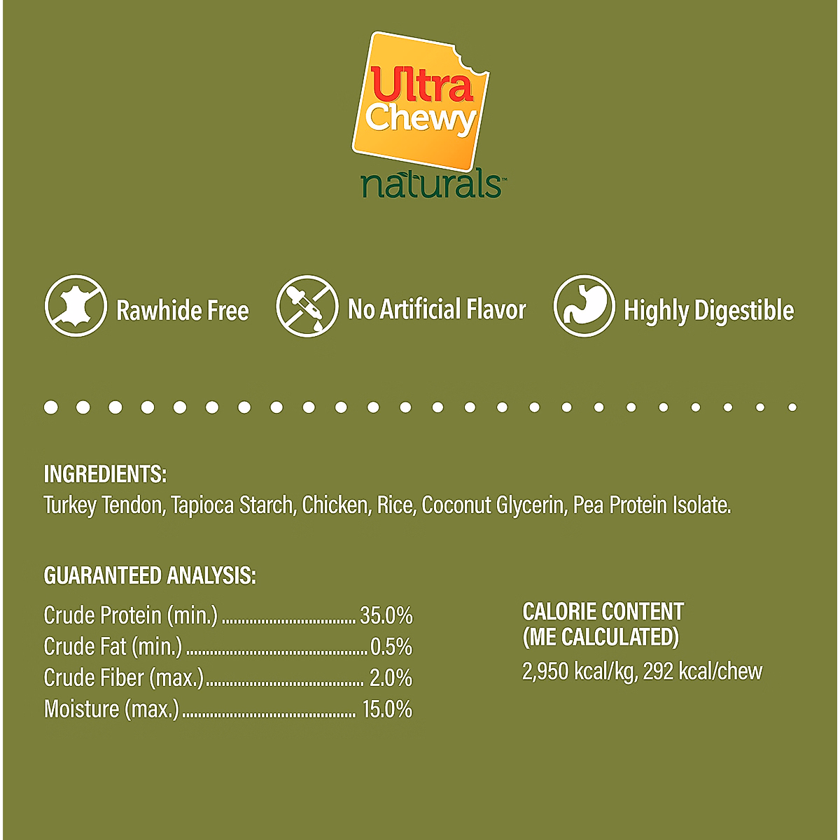 Ultra Chewy Turkey Tendon Pressed Bones for Dogs - Premium All-Natural, Hypoallergenic, Long-Lasting Dog Chew Treat, Easy to Digest, Ingredient Sourced from USA (6 Inches - 2 Pack)