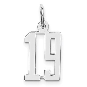 Sterling Silver/Rhodium-plated Elongated Number 19 Charm QQES19