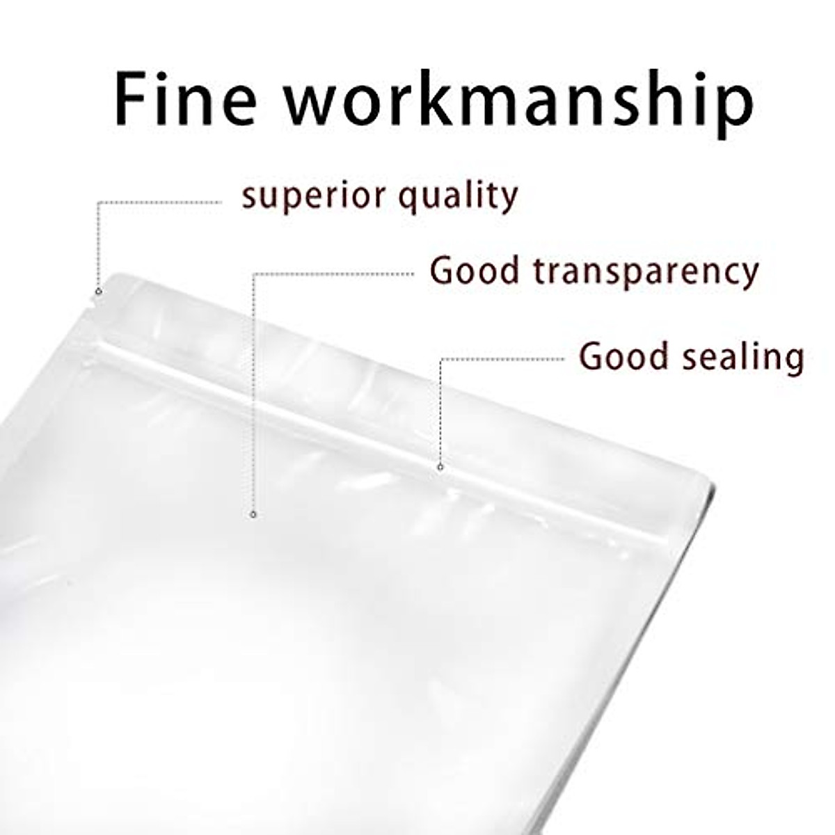 100 Pack Smell Proof Mylar Bags 7x10+3.2inch, Resealable Stand Up Food Storage Bags Clear Reusable Self Seal Zipper Lock Mylar Bags for Food, Seeds, Pills