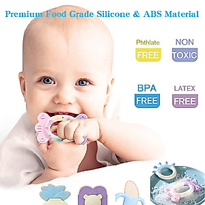 DOUBFIVSY Baby Rattle Teething Toys for Babies 0-6-12 Months, 10PCS Grab Spin Rattle Shaker Early Educational Toys with Storage Box, Soothing Teether, Baby Toys 6 to 12 Months Infant Newborn Baby Gift