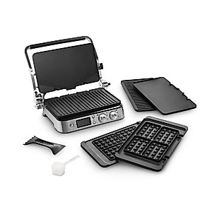 De'Longhi CGH1030D Livenza All-Day Grill, Griddle and Waffle Maker Silver Large