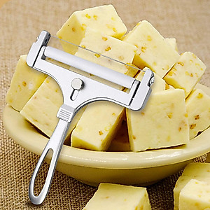 Poualss Stainless Steel Wire Cheese Slicer, Adjustable Thickness Cheese Cutter for Soft, Semi-Hard Cheeses Kitchen Cooking Tool