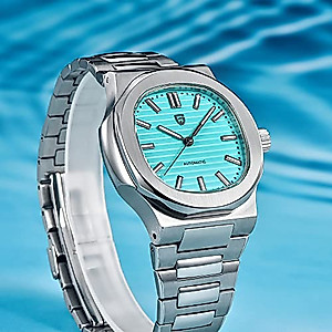 LACZ DENTON Pagani Design PD1728 Mens Automatic Watches Full Stainless Steel Waterproof 100M Watches for Men Men Mechanical Wristwatches (Sky Blue)