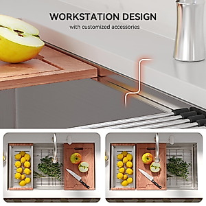 32 Inch Undermount Kitchen Sink - Lordear 32x19 Inch Stainless Steel Kitchen Sinks Workstation 16 Gauge Single Bowl Undermount Kitchen Sinks with Cutting Board