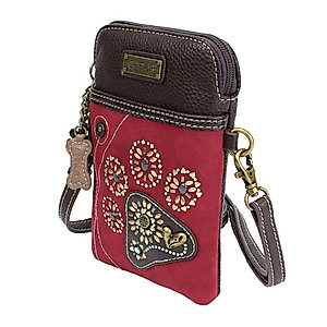 Chala Dazzled Paw Print Cellphone Convertible Strap Crossbody Handbag, Dog Lovers