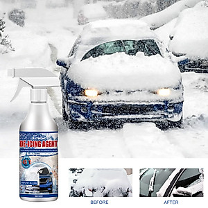 Car Windshield De-icer Snow Melting Spray Deicing Agent Fast Ice Melting Spray Defrosting Anti Frost Spray Windows Mirrors and Wipers 3.35 oz Aerosol, 60ml