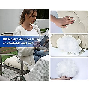 ROSNINIKA Outdoor Chair Cushions 2 Pcs Outdoor Cushions Patio Furniture Cushions Chair Cushion Patio Chair Seat Pads with Ties 17x17 Inches Beige