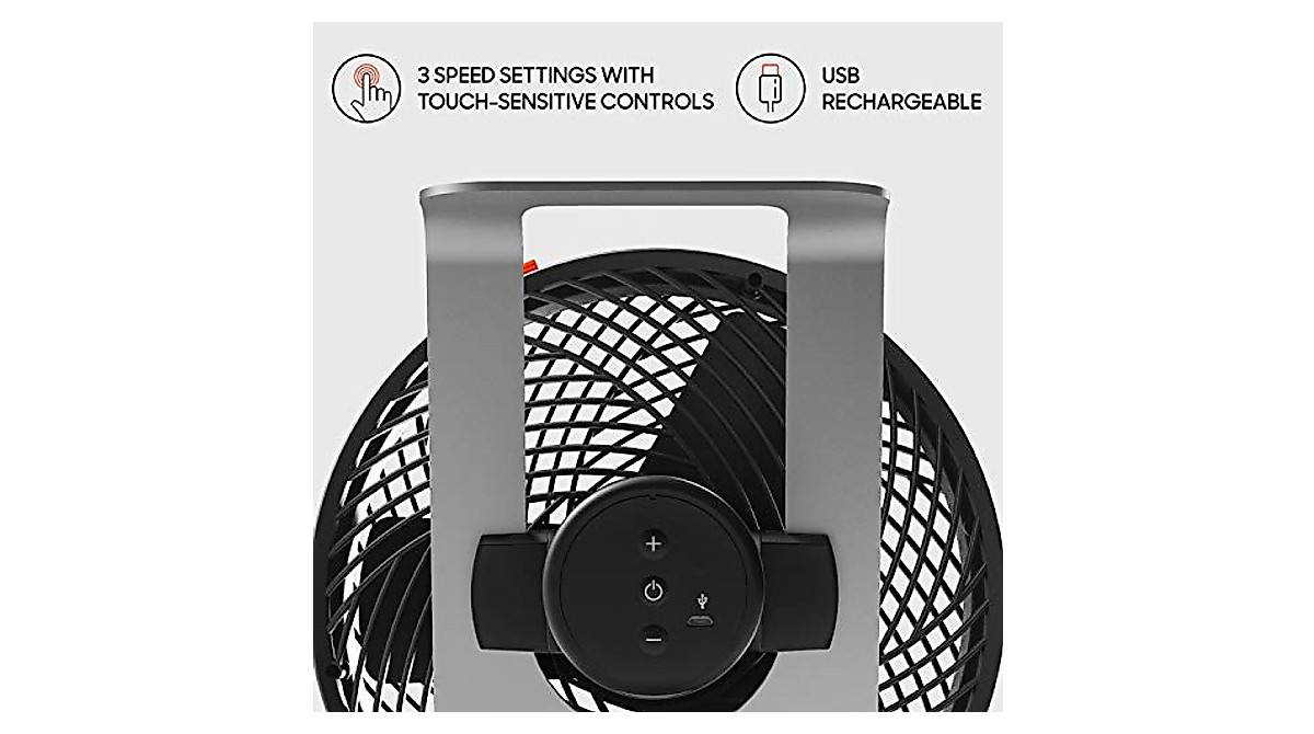 Sharper Image GO 9 Rechargeable Portable Fan | Quiet, Long Battery Life