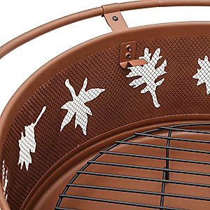 Magshion Wood Burn Inchg Firepit, 32 Inch Heavy Duty Steel Bronze Bonfire Pit for Patio Backyard Garden with BBQ Grate