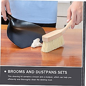 COOLHIYA 1 Set Desktop Broom Portable Brush Dustpan Household Dust Pan Garbage Shovel Cleaning Shovel Char Shovel Handheld Broom Mini Brush Whisk Broom Pan Small Broom and Dust Brush Iron
