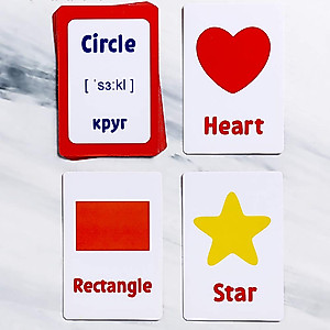 Russian to English Flashcards for Kids ESL Preschool Educational Russian Flash Cards 70 pcs - Russian Vocabulary Cards