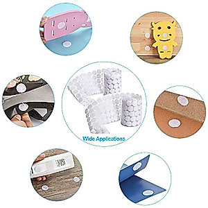 Self Adhesive Dots, 500Pcs(250 Pair Sets) 0.78 Inch / 20mm Diameter Hook and Loop Self Adhesive Dots Tape, Nylon Sticky Back Coins with High Viscocity Glue, Self Adhesive Hook and Loop Coin, White