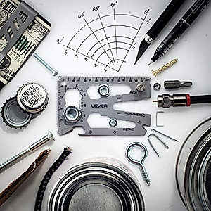 Lever Gear Toolcard Pro - 40 in 1 Credit Card Multitool. Slim, Minimalist Survival Card Wallet Tool Card. TSA Approved Multitool Card Pocket Tool. (Silver)