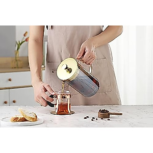 SIXAQUAE French press Coffee Maker Heat Resistant Durable Borosilicate golden Glass 12oz