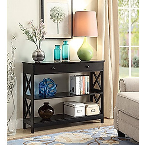 Convenience Concepts Oxford 1 Drawer Console Table with Shelves, Black