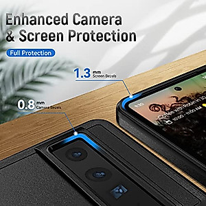 Niecase for Google Pixel 7 Pro 5G Case with Screen Protector & Camera Lens Protector, Heavy Duty Shockproof Protective Phone Cover, Built in 360° Rotatable Magnetic Ring Holder for 7 Pro (Black)