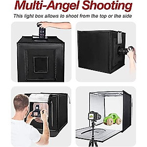 Aureday Photo Studio Light Box, 20''×20'' Dimmable Photo Lightbox for Product Photography, Proffessional Shooting Tent with 80pcs Led Lights and 5 Colored Backdrops