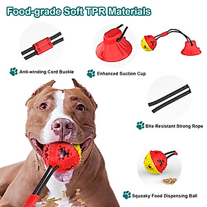 Coolplay Interactive Dog Toys Enrichement Suction Cup Tug of War, Chew for Aggressive Chewers Rope Ball, Mentally Stimulating for Small Medium Dogs