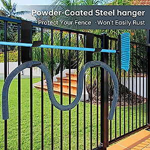 Jantens Set of 2 Fence Hooks, Heavy Duty Fence Hooks for Pool Poles, Pool Brush, Pool Skimmer, Pool Hose and Other Pool Equipment, Fits 3/4 Inch to 1-1/4 Inch Aluminum Fence or Railing, Black