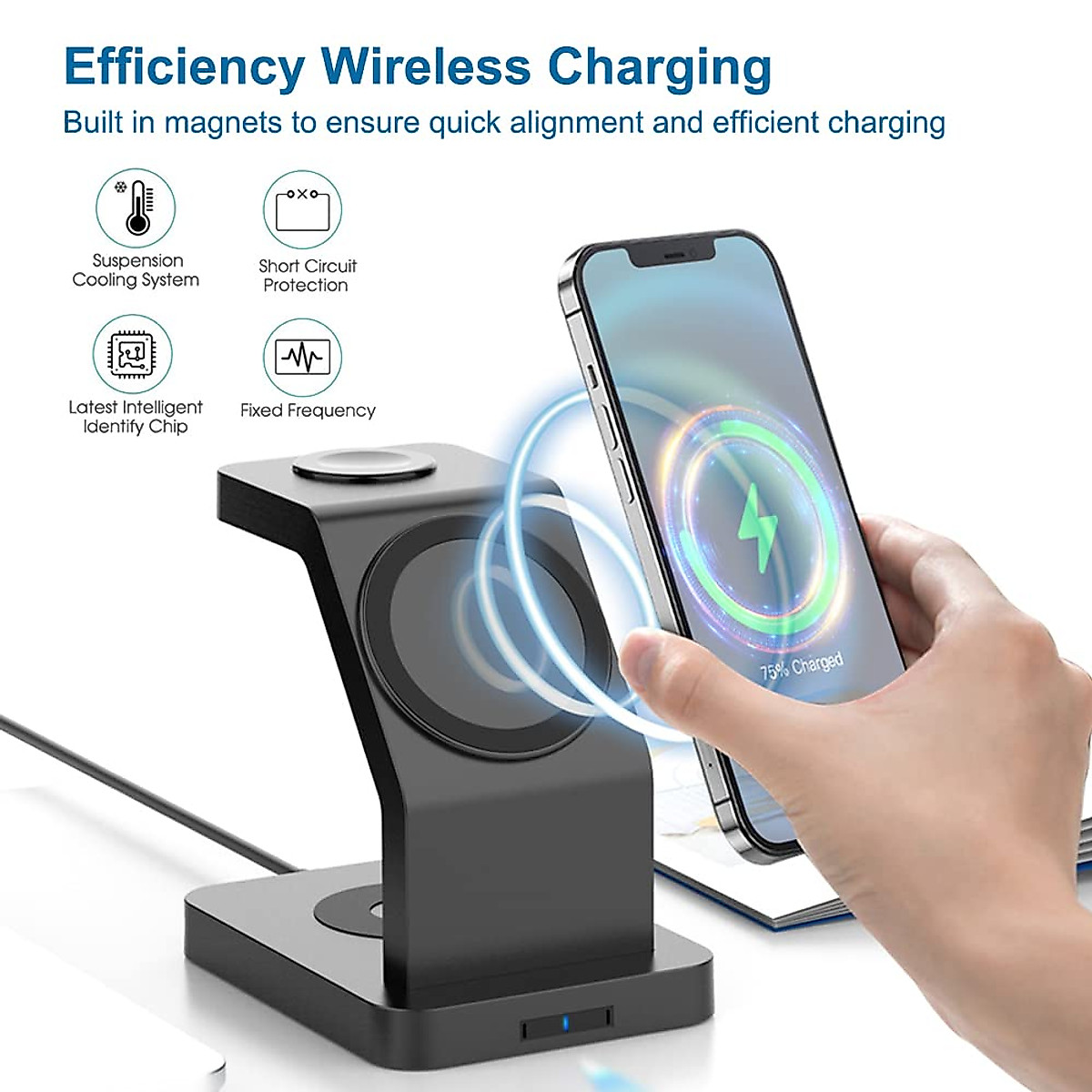 Catalpa U 3 in 1 Wireless Charging Station Compatible for Magsafe Fast Magnetic Charging Stand Compatible with iPhone 14/13, 14/13 Pro, 14/13 Pro Max, 13/12 Mini, AirPods Pro/AirPods 2 iwatch