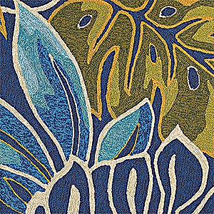 Couristan Covington Areca Palms Indoor/Outdoor Area Rug, 3'6" x 5'6", Azure Blue-Forest Green