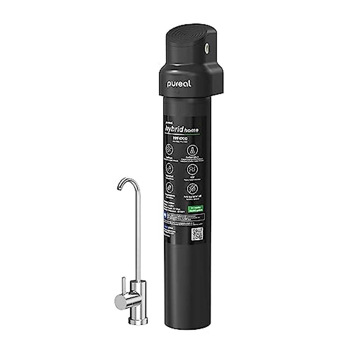 Pureal Hybrid Home PPU-1700D Under Sink Water Filter System with Faucet, 20K Gallons, NSF/ANSI 42&372, Mineral Sediment Carbon Block KDF Polyphosphate Filter for Scale & Lead & Chlorine
