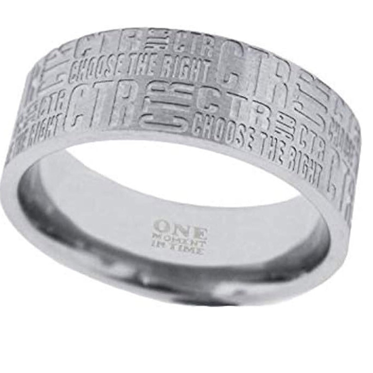 One Moment In Time J133 Sizes 7.5 Tabloid Stainless Steel Ring Mormon LDS CTR