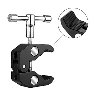 SLOW DOLPHIN Photography Super Clamp with Camera Clamp Mount Ball Head Clamp and Mini Ball Head Hot Shoe Mount Adapter with 1/4'' -20 Tripod Screw for Monitor, LED Lights, Flash Light,Microphone