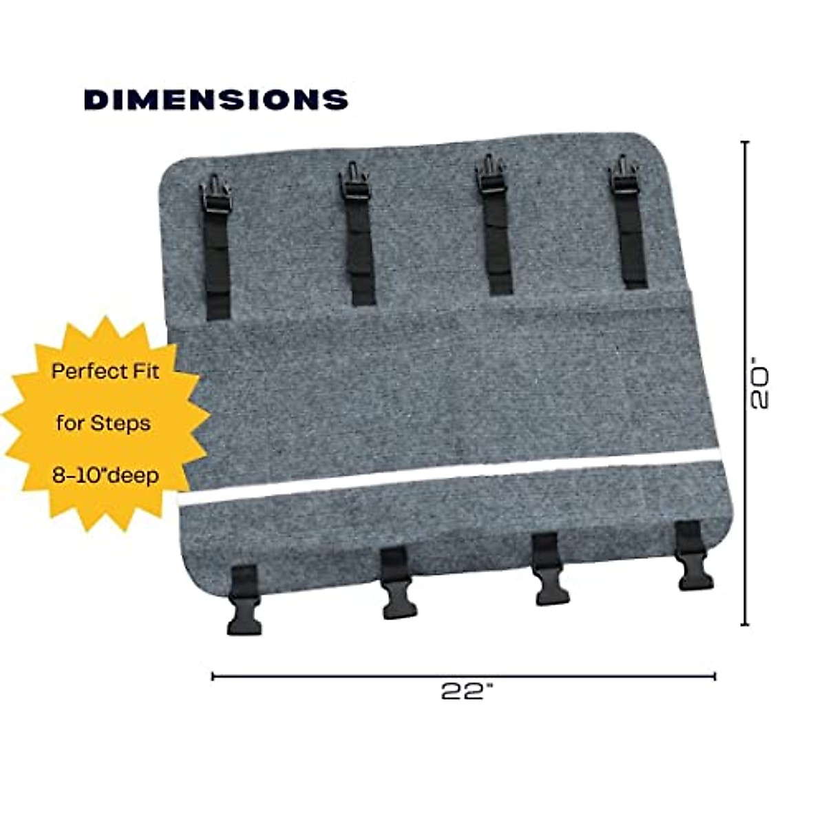 Reflective RV Step Covers 3 Pack - Camper Stairs Carpet with Reflective Strip and Quick Release Snap Fasteners - 22" Wide RV Stair Covers - Wrap Around RV Step Rug - RV Step Cover for a Cleaner RV