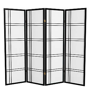 Red Lantern DC60-BLK-4P Room Divider, 4 Panel, Black