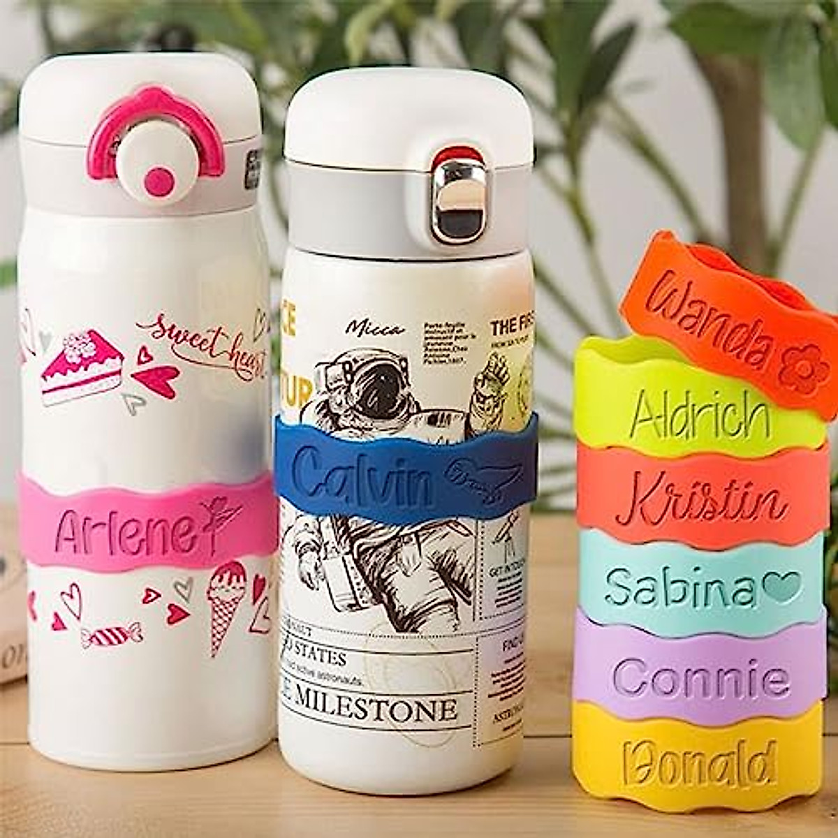 Personalized Water Bottle Name Bands, Custom Baby Bottle Labels for Daycare Name Reusable Water Bottle Labels