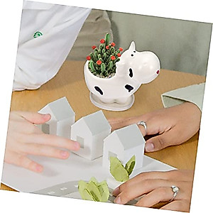 Yardwe 2 Sets Vase Desktop Office for Holder Table Home Cactus Flower Drainage Shape Ceramic Pot of Collectible Year Outdoor Decor Tiny Bonsai Cute Shaped Planter Gardening Container