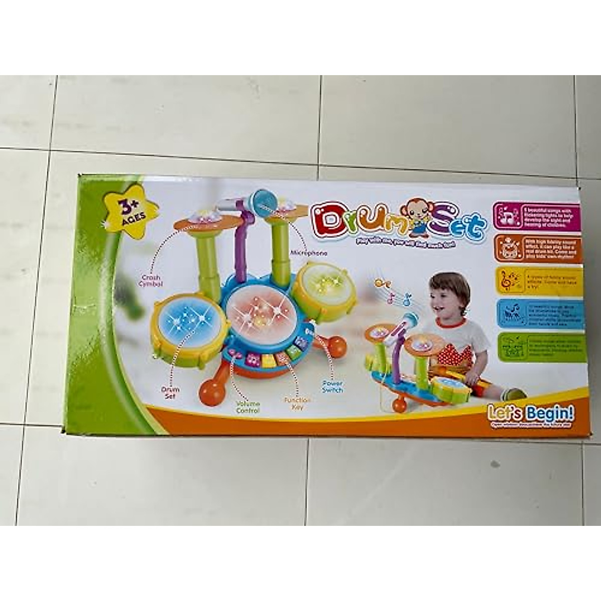 Drum Set for Toddlers 1-3, Baby Drum Set with Microphone, Kids Drum Sets for 2-5, Toddler Drum Set Toys for 1 2 3 Year Old Boy Birthday Christmas for Babies Boy Girl 6 12 18 Month