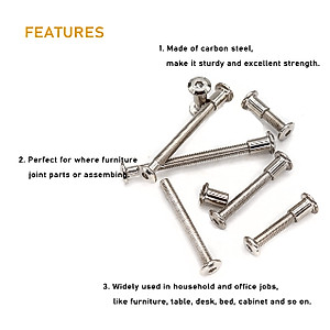 binifiMux 10-Pack M6-1.0 x 35mm Rivet Countersunk Hex Head Socket Cap Bolt and Barrel Nut for Furniture
