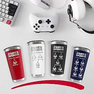 Super Daddio Tumbler with Kids Names, Personalized Tumblers for Dad, 13 Vibrant Colors - 20oz & 30oz, Double-Walled Stainless Steel Dad Tumbler